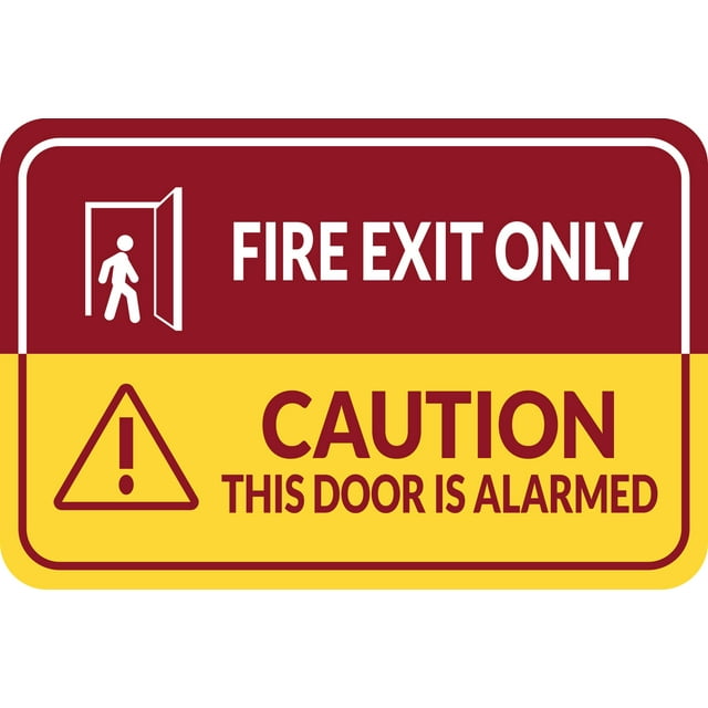 Classic Framed Plus Fire Exit Only Caution This Door Is Alarmed Wall or ...