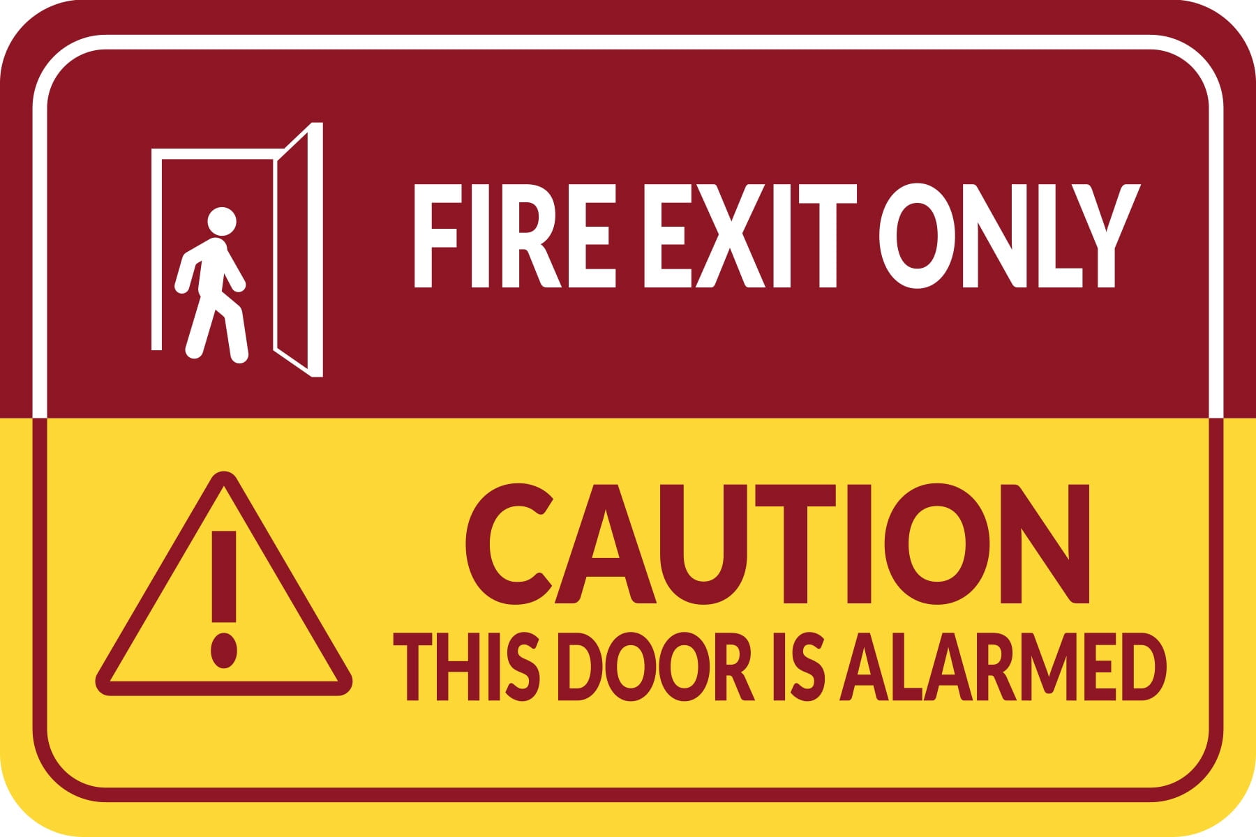 Classic Framed Plus Fire Exit Only Caution This Door Is Alarmed Wall or ...