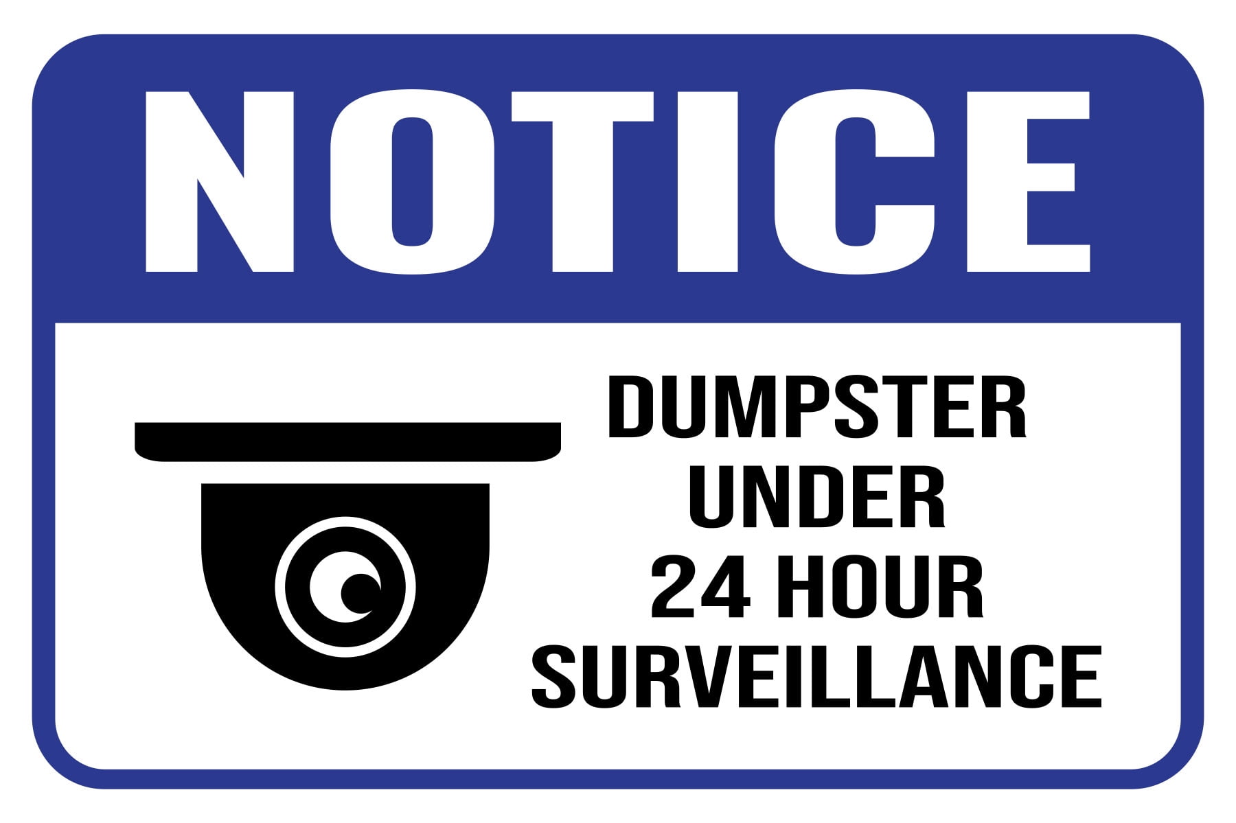 Classic Framed Plus Notice Dumpster Under 24 Hour Surveillance Door or ...