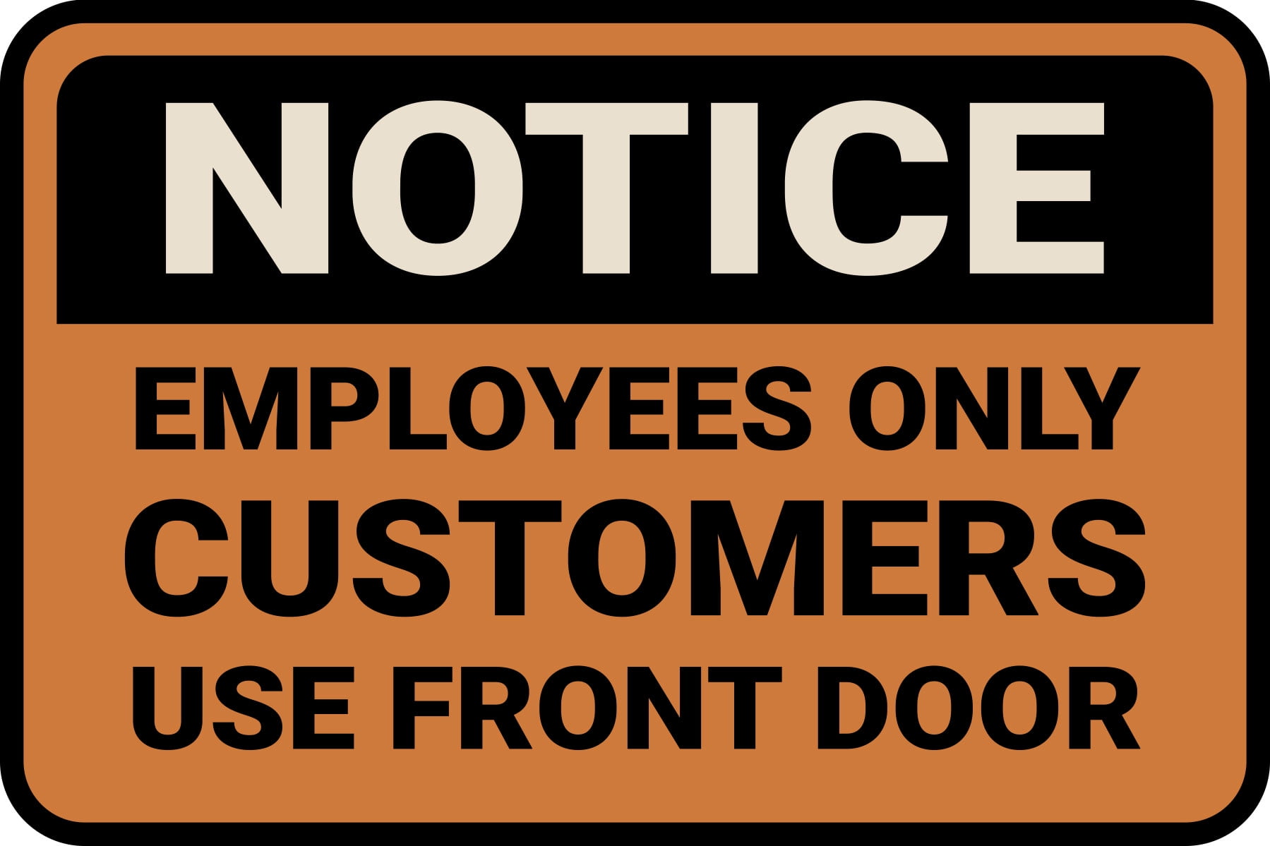 Classic Framed Plus Notice Employees Only Customers Use Front Door Wall ...