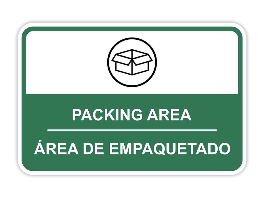 Classic Framed Plus Packing Area Wall or Door Sign | Bilingual Spanish ...