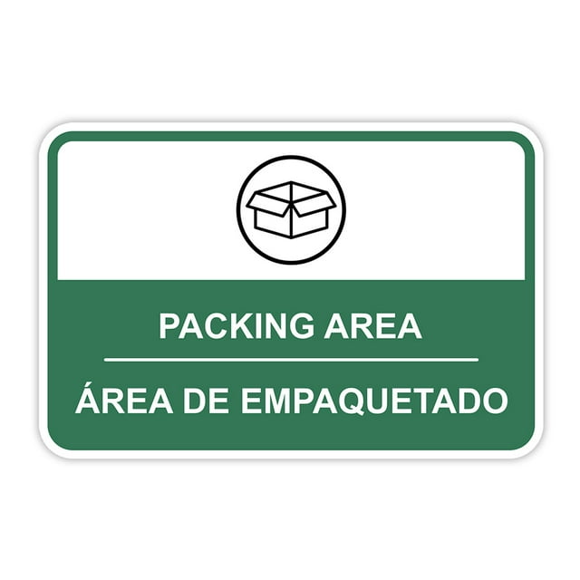 Classic Framed Plus Packing Area Wall or Door Sign | Bilingual Spanish ...