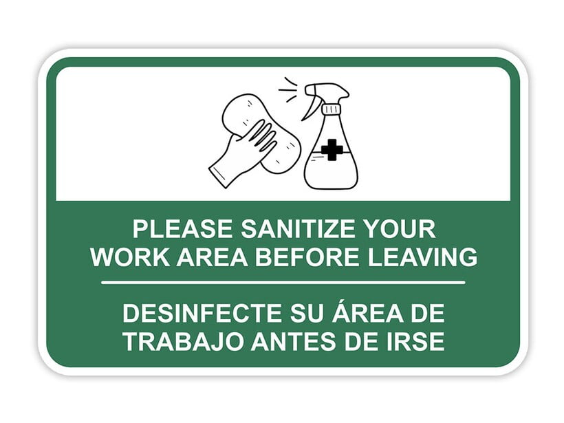 Classic Framed Plus Please Sanitize Your Work Area Before Leaving Wall ...