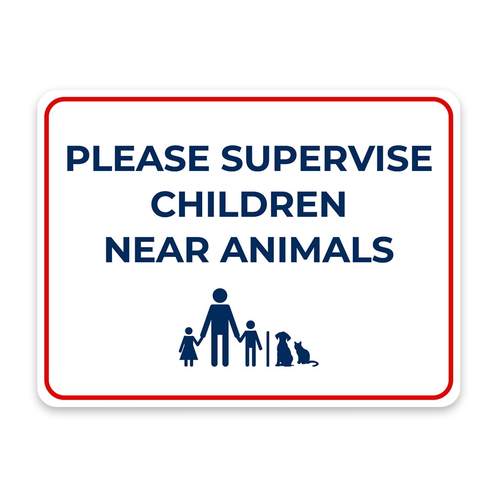 Classic Framed Plus Please Supervise Children Near Animals Door or Wall Sign | Child Safety ...
