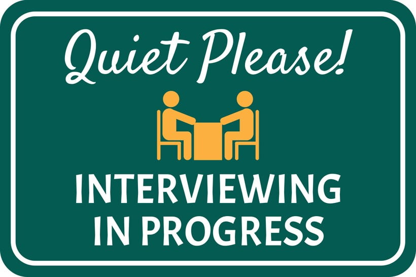 Classic Framed Plus Quiet Please! Interviewing in Progress Wall or Door ...