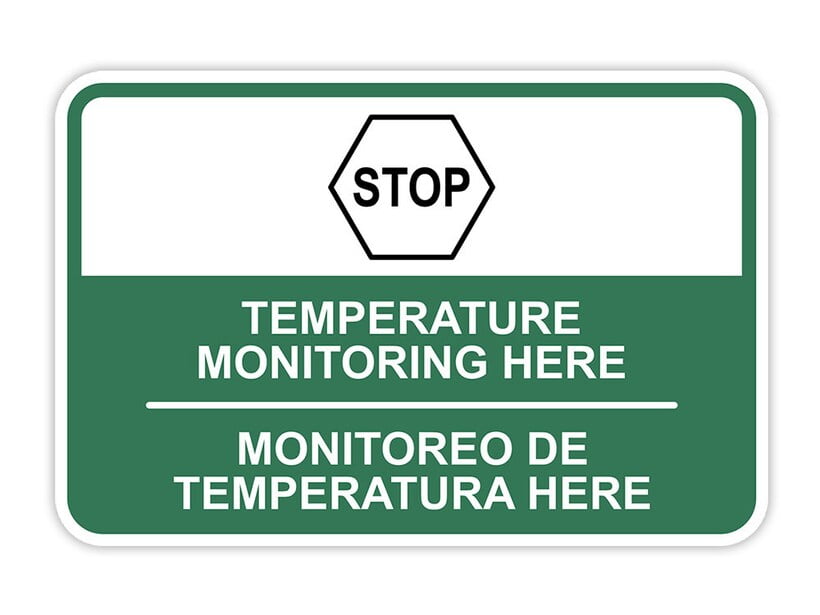 Classic Framed Plus Stop! Temperature Monitoring Here Wall or Door Sign ...