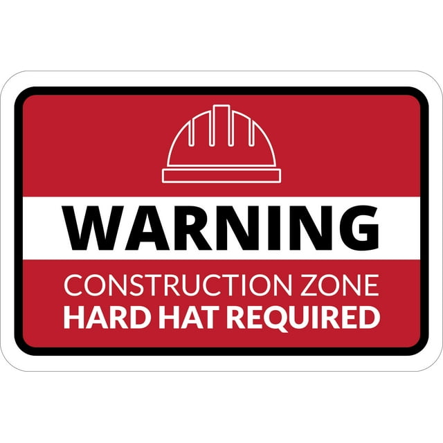 Classic Framed Plus Warning Construction Zone Hard Hat Required Door or ...