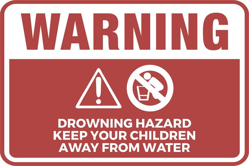 Classic Framed Plus Warning Drowning Hazard Keep Your Children Away ...