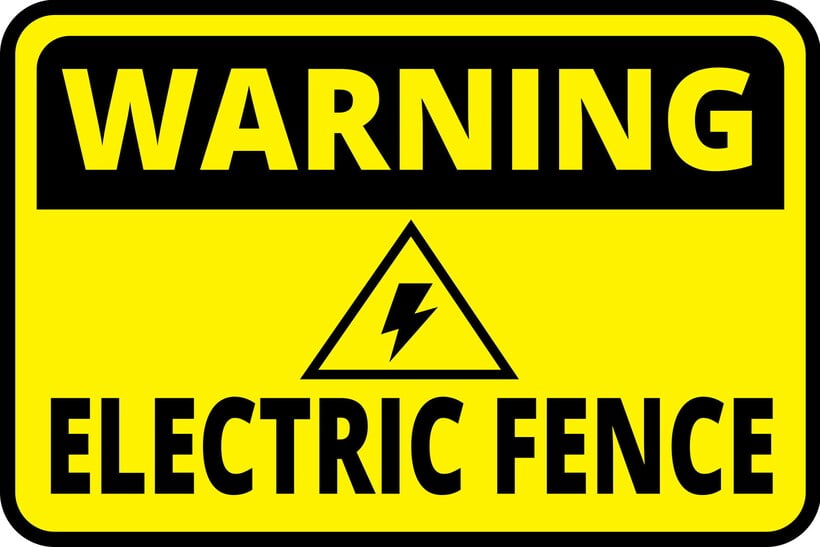 Classic Framed Plus Warning Electric Fence Wall or Door Sign Health ...