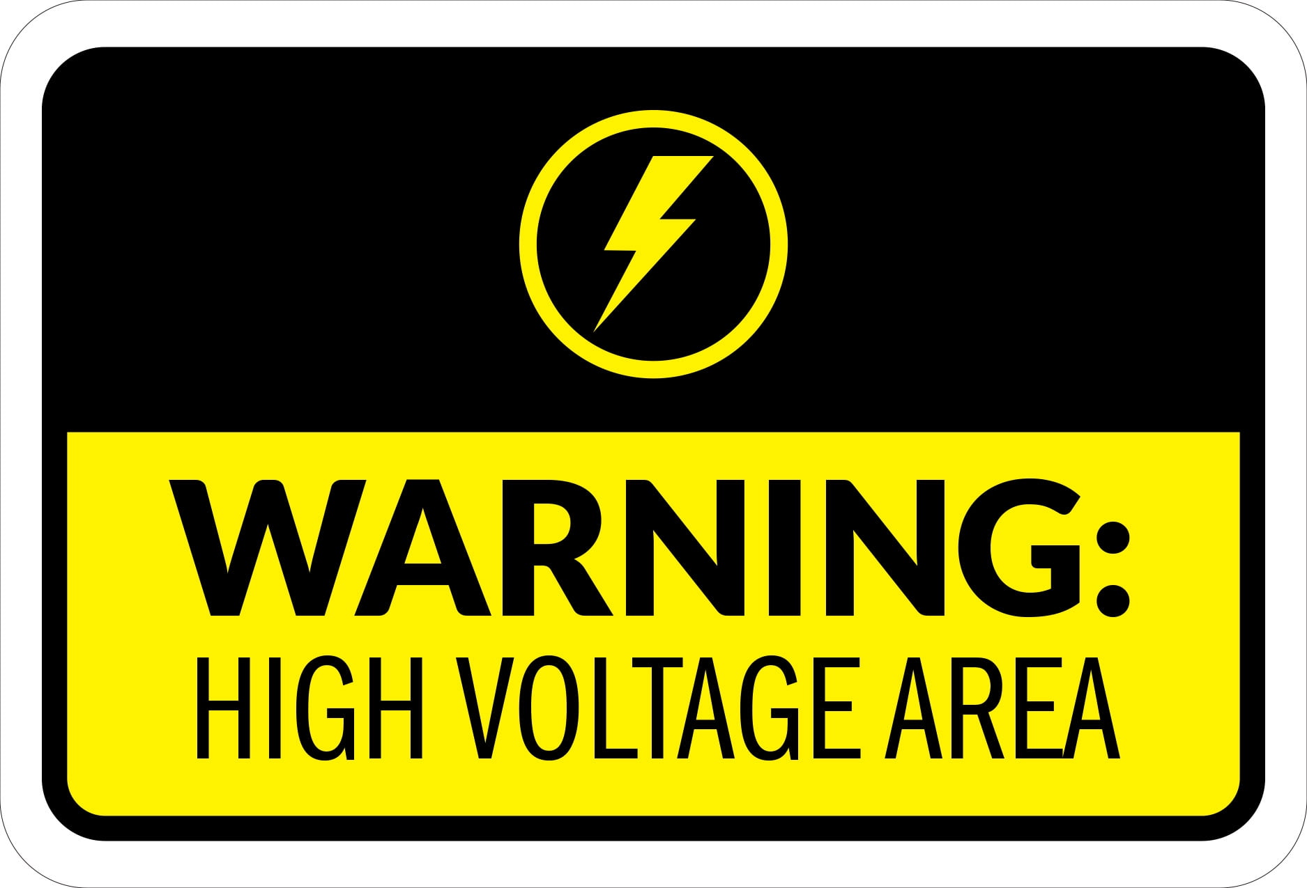 Classic Framed Plus Warning High Voltage Area Door or Wall Sign ...