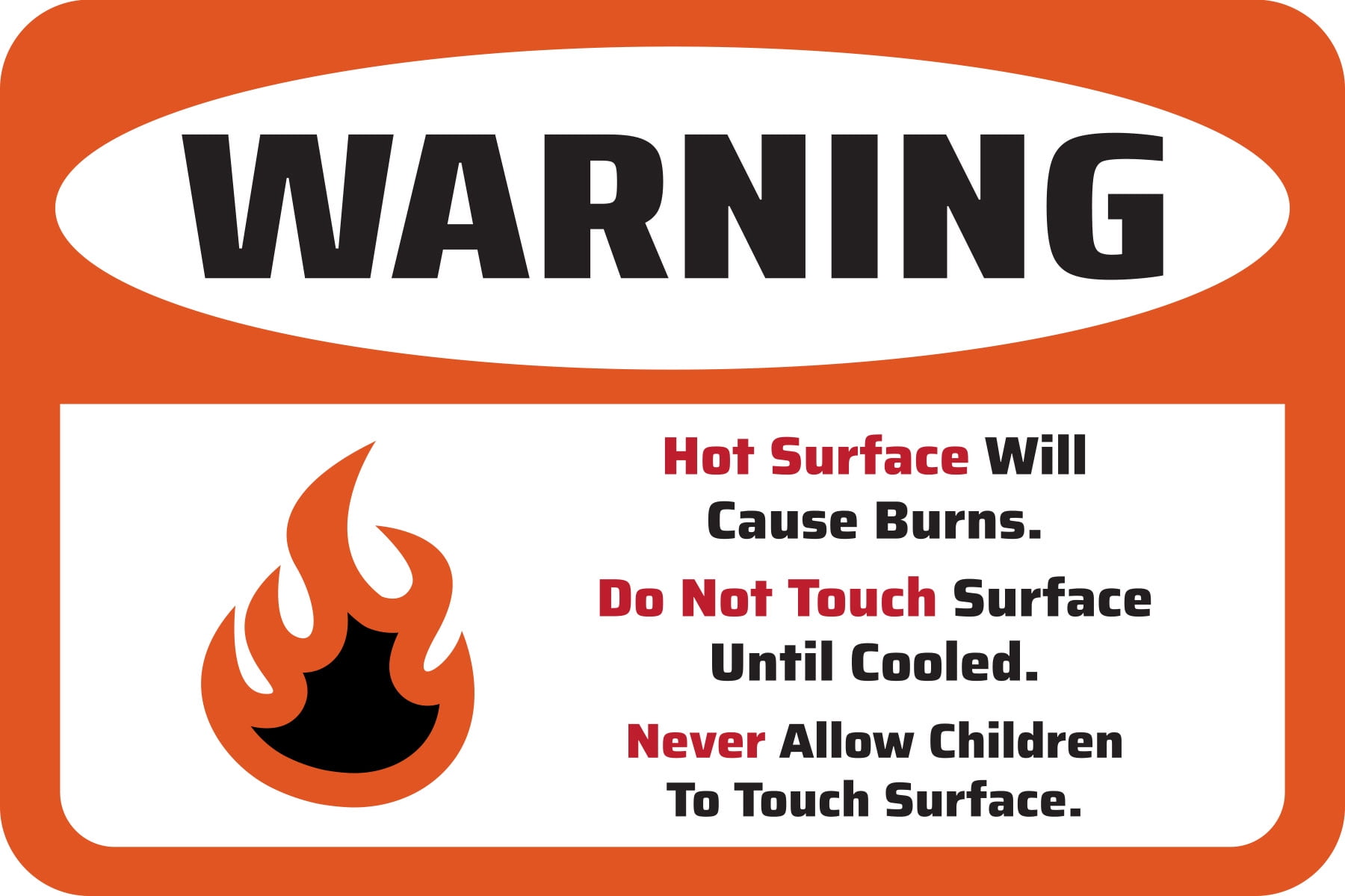 Classic Framed Plus Warning Hot Surface Will Cause Burns. Do Not Touch ...