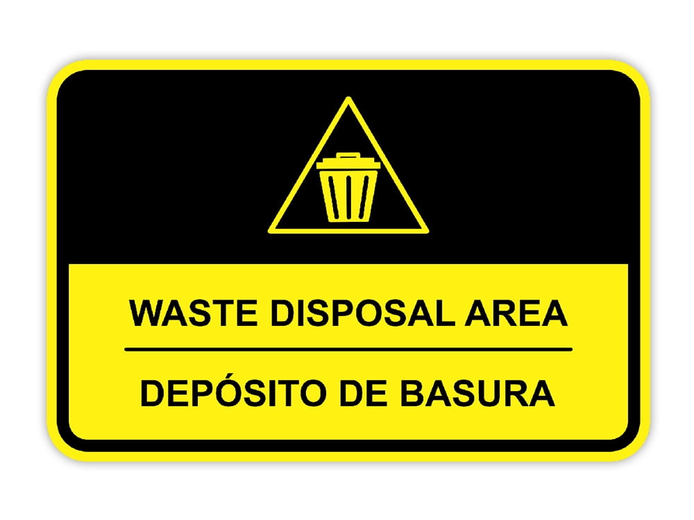 Classic Framed Plus Waste Disposal Area Wall or Door Sign | Bilingual ...