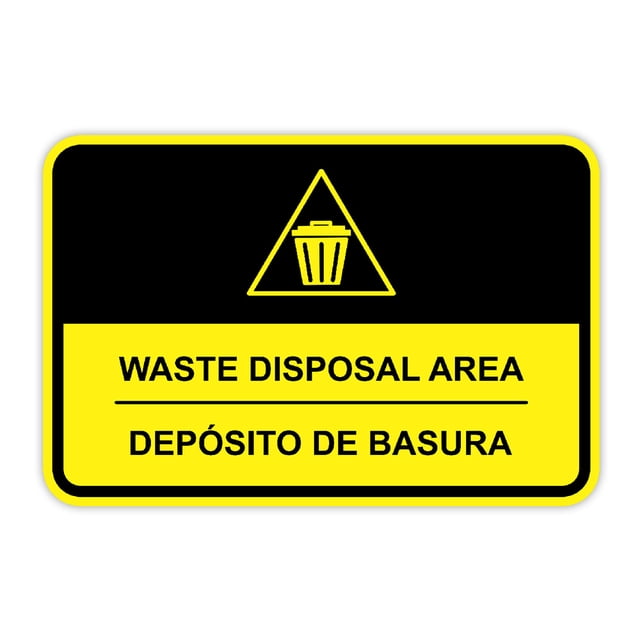Classic Framed Plus Waste Disposal Area Wall or Door Sign | Bilingual ...