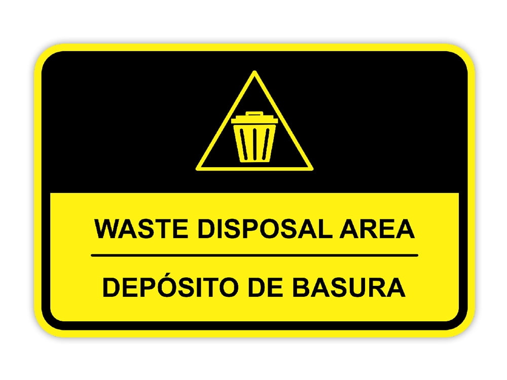 Classic Framed Plus Waste Disposal Area Wall or Door Sign | Bilingual ...