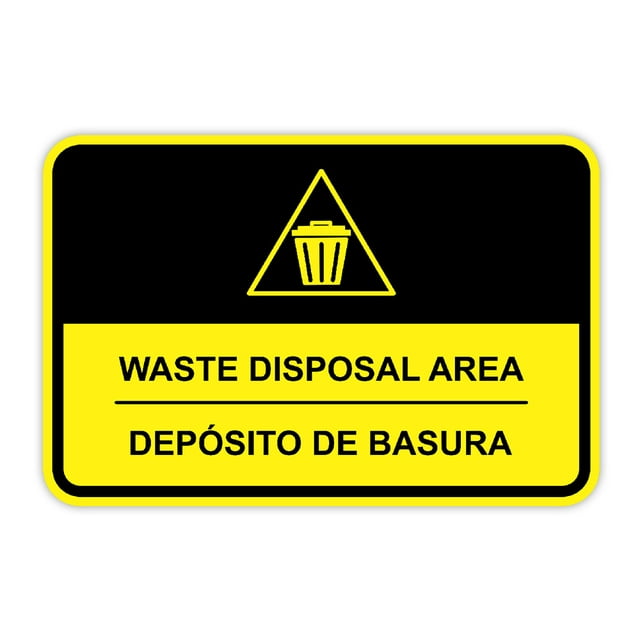 Classic Framed Plus Waste Disposal Area Wall or Door Sign | Bilingual ...