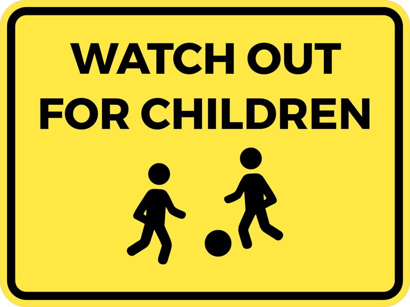 Classic Framed Plus Watch Out For Children Wall or Door Sign Children ...