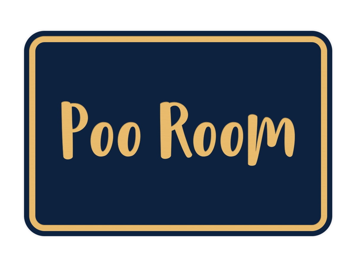 Classic Framed Poo Room Sign (Navy Blue/Gold) - Small - Walmart.com