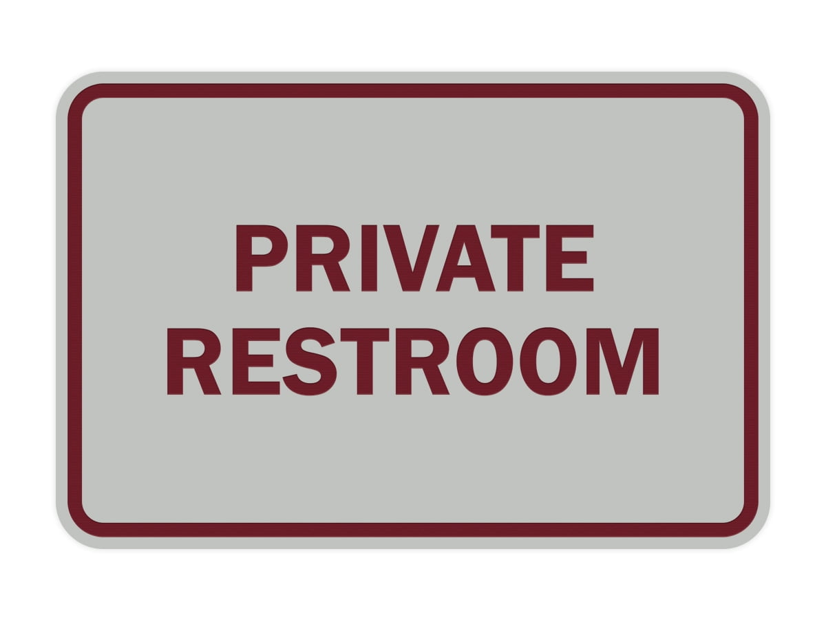 Classic Framed Private Restroom Sign (Light Grey / Burgundy) - Medium ...