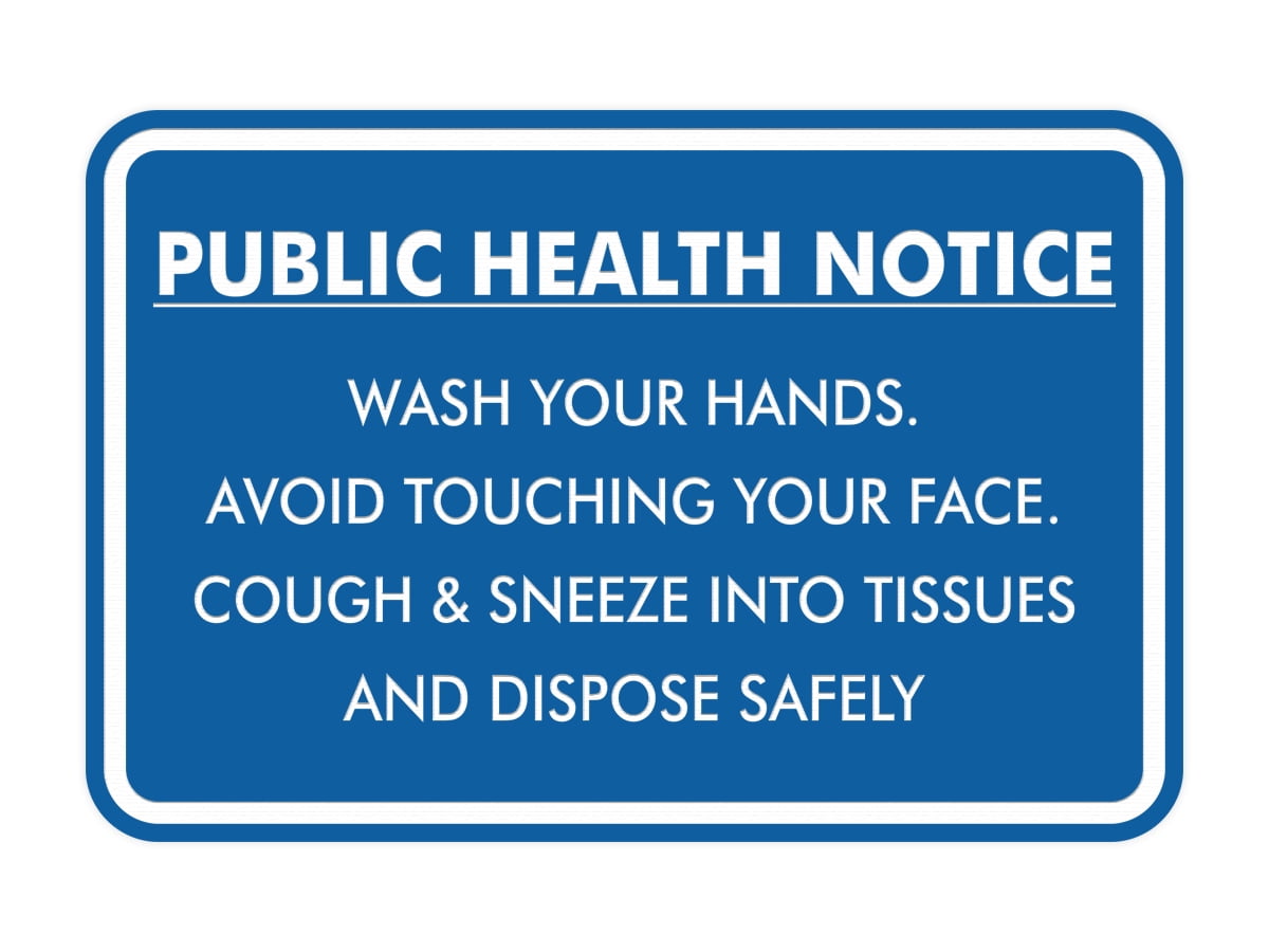 Classic Framed Public Health Notice Wash Your Hands Sign (Blue) - Large ...