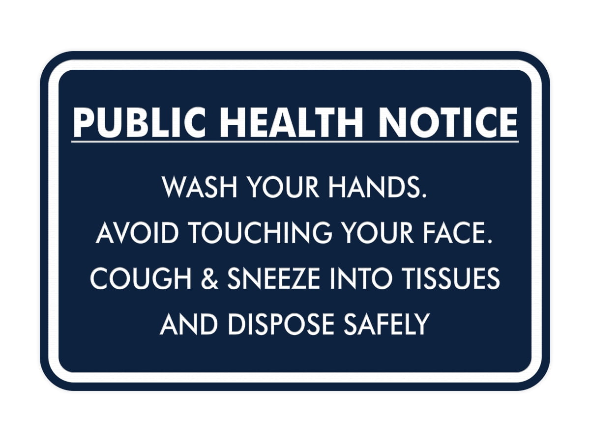 Classic Framed Public Health Notice Wash Your Hands Sign (Navy Blue ...