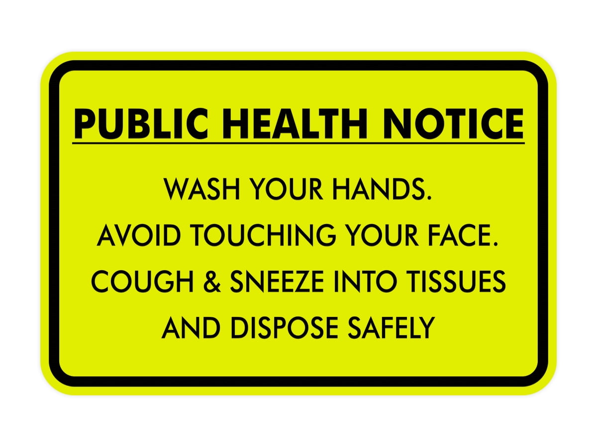Classic Framed Public Health Notice Wash Your Hands Sign (Yellow ...