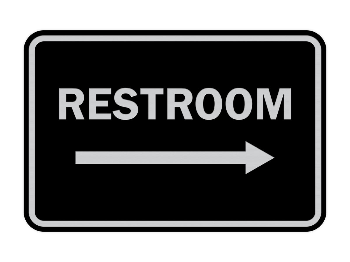 Classic Framed Restroom Directional Right Arrow (Black / Silver ...