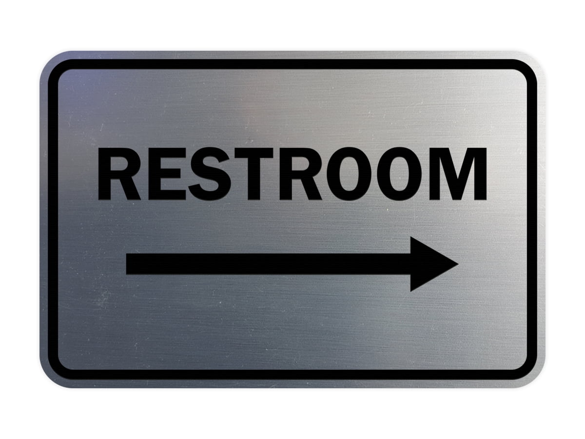 Classic Framed Restroom Directional Right Arrow (Brushed Silver ...