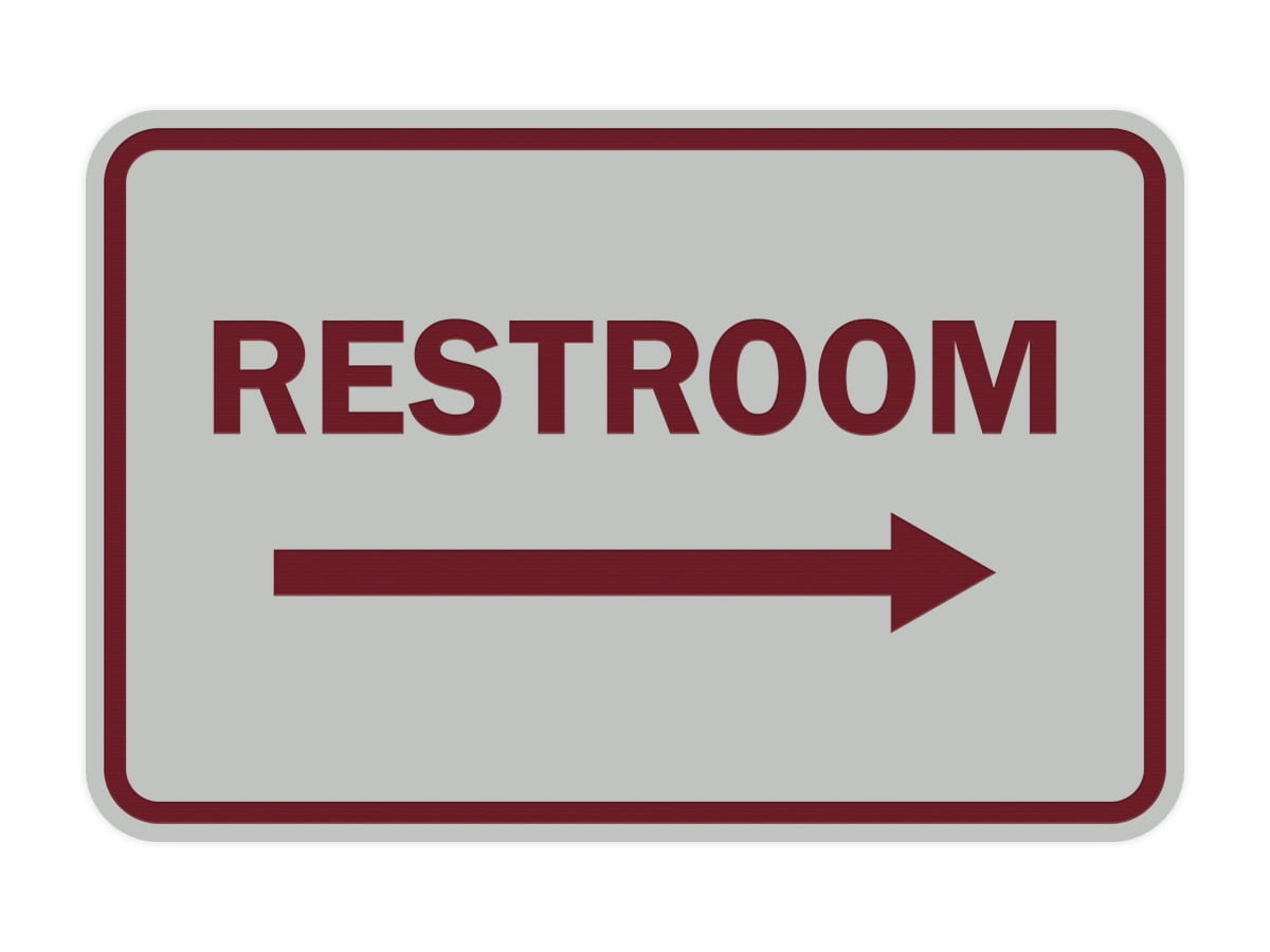 Classic Framed Restroom Directional Right Arrow (Light Grey / Burgundy ...