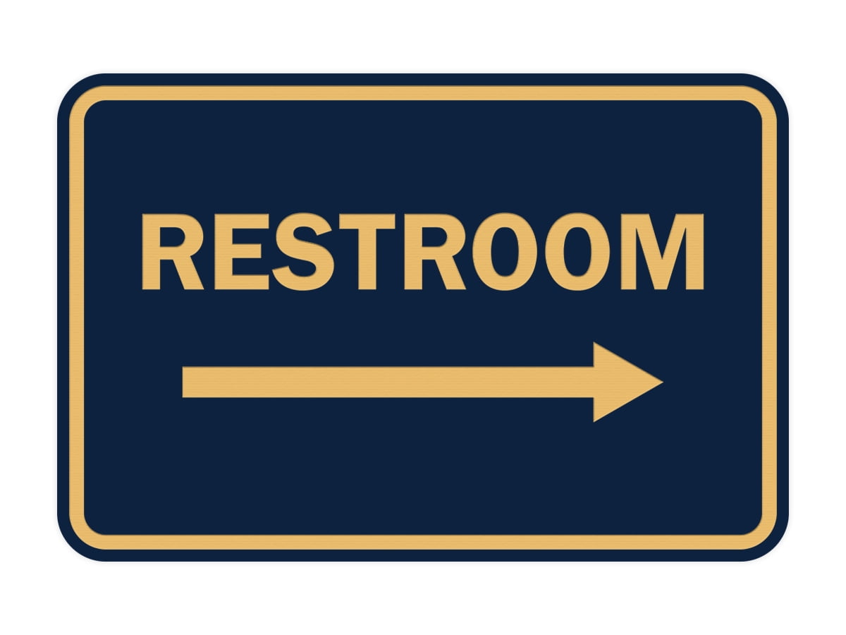 Classic Framed Restroom Directional Right Arrow (Navy Blue/Gold ...