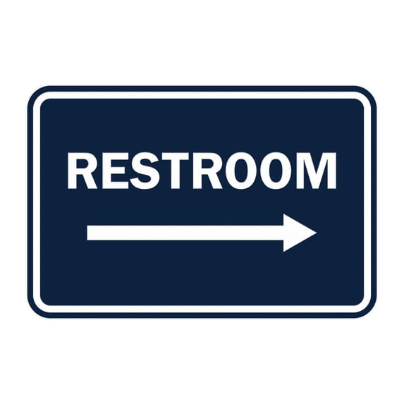 Classic Framed Restroom Directional Right Arrow (Navy Blue / White ...