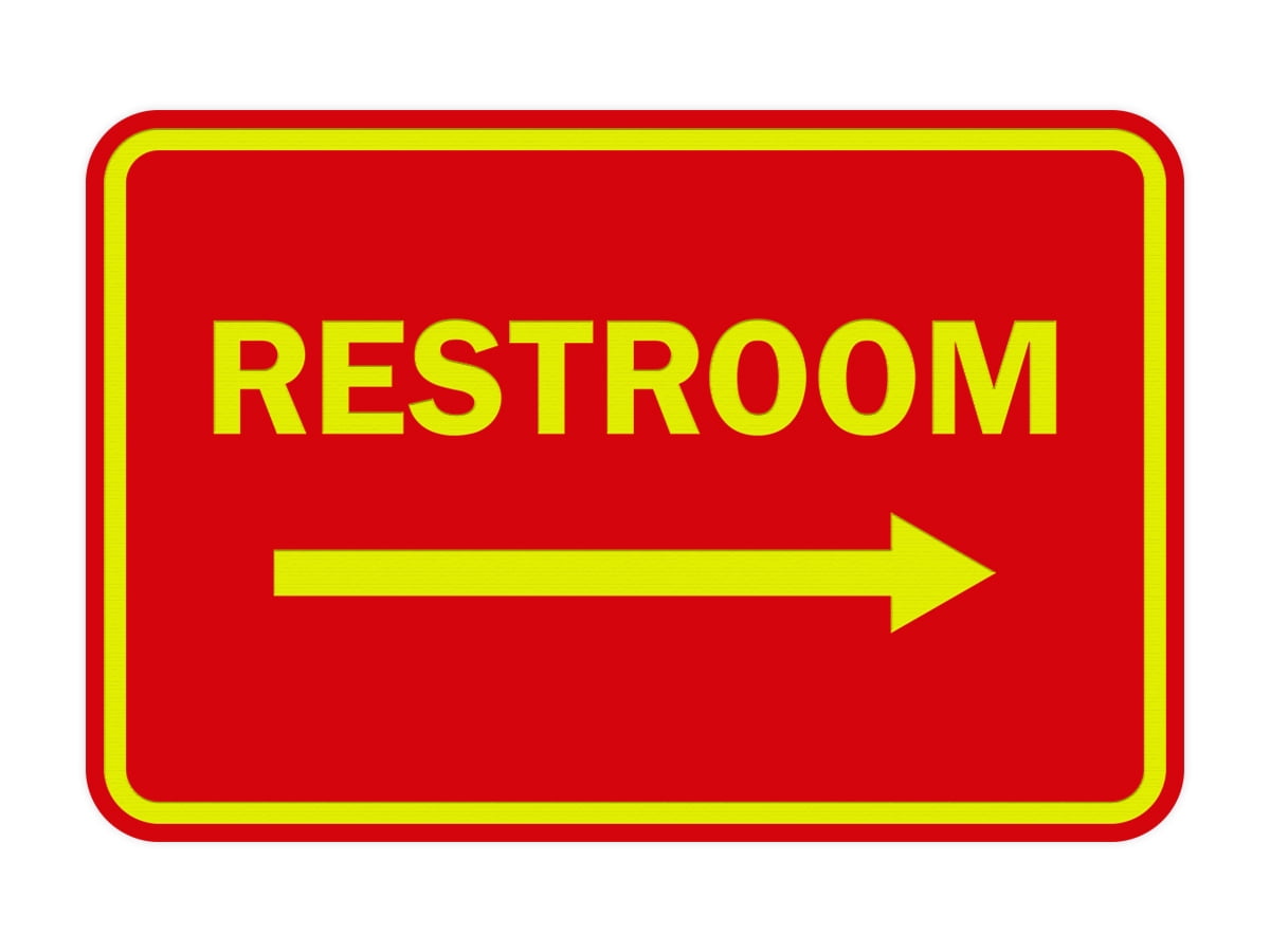 Classic Framed Restroom Directional Right Arrow (Red/Yellow) - Large ...