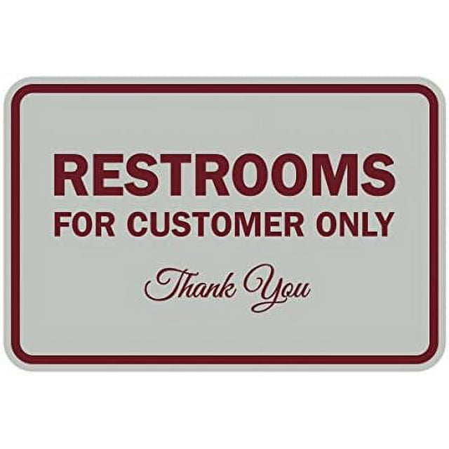 Classic Framed Restroom for customers Sign (Light Grey/Burgundy ...
