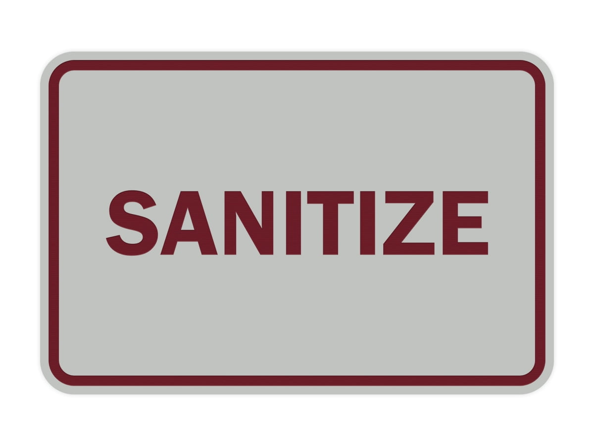Classic Framed Sanitize Sign (Light Grey / Burgundy) - Small - Walmart.com