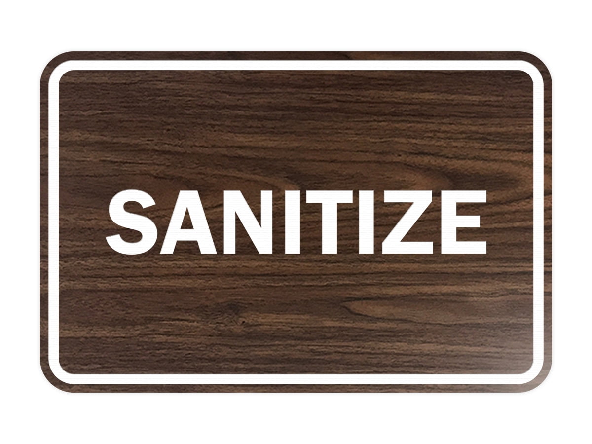 Classic Framed Sanitize Sign (Walnut) - Medium - Walmart.com