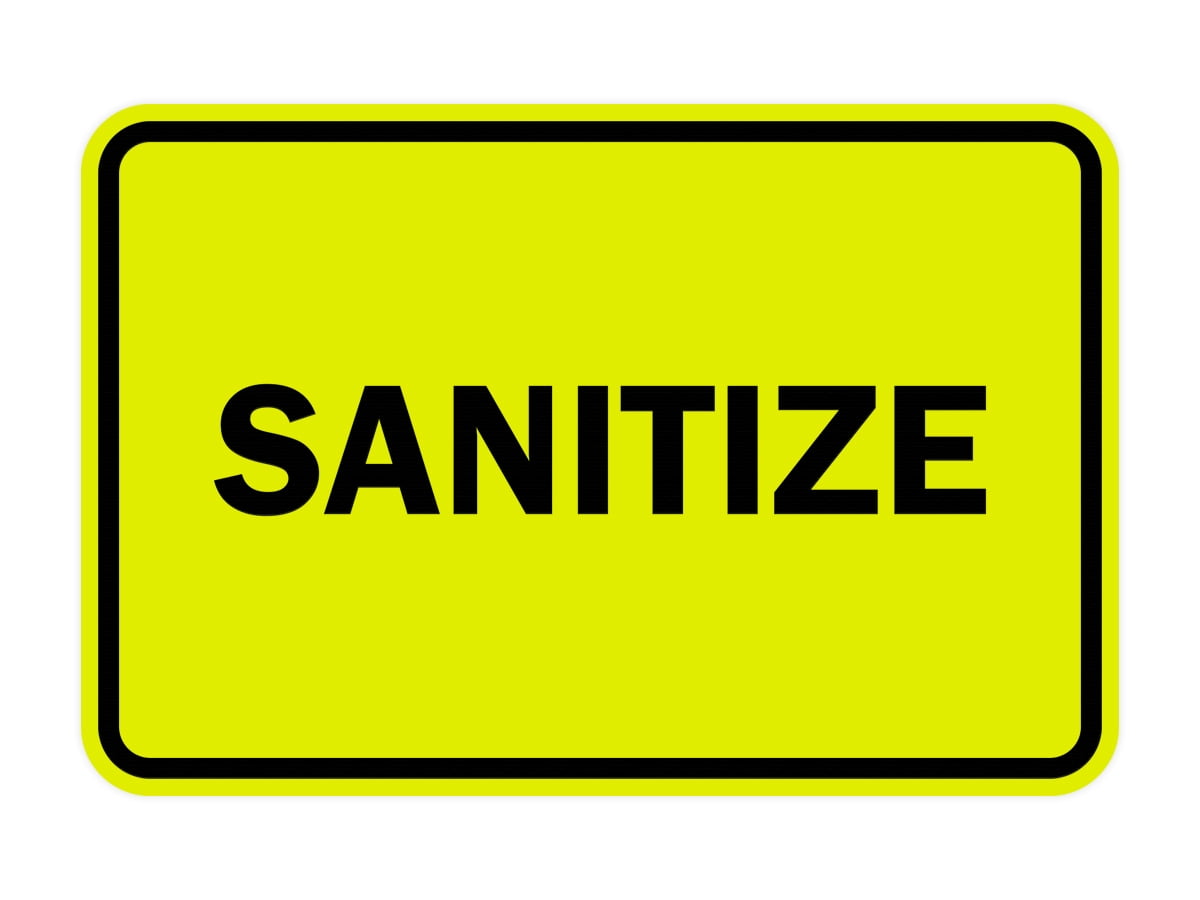 Classic Framed Sanitize Sign (Yellow / Black) - Large - Walmart.com