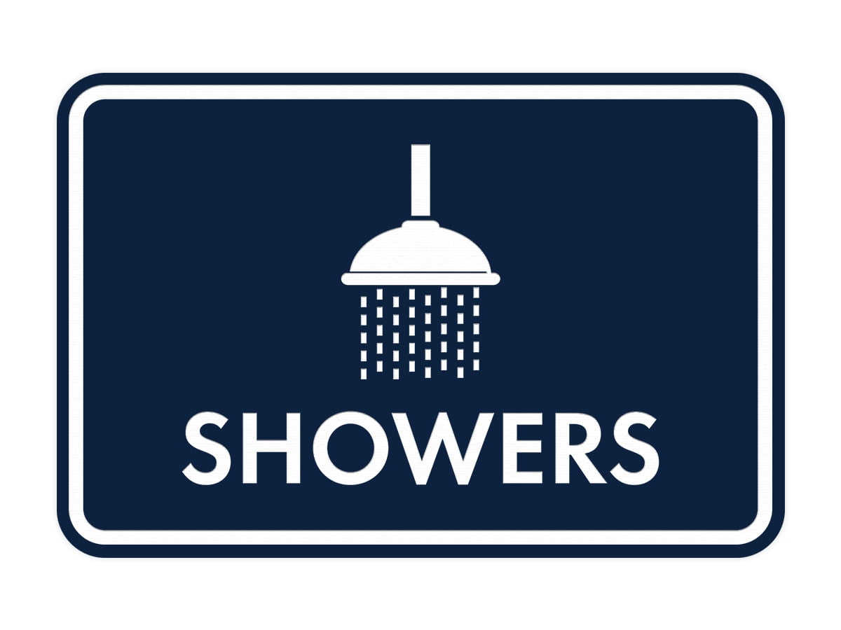 Classic Framed Showers Sign (Navy Blue / White) - Large - Walmart.com