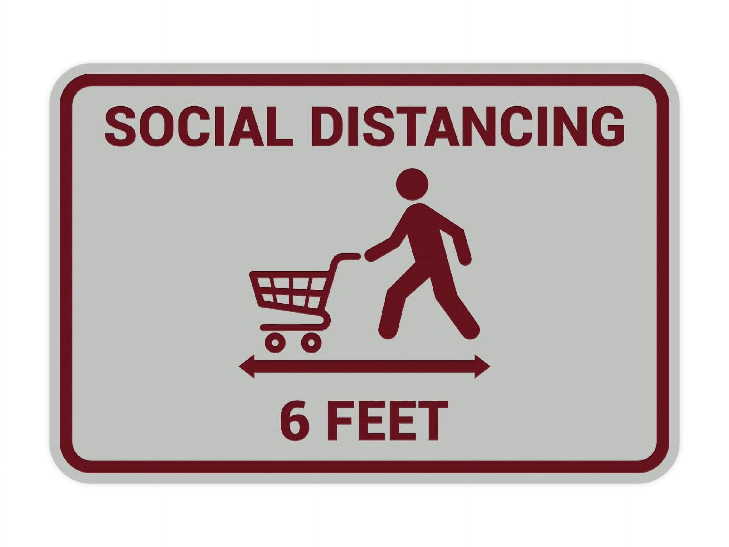 Classic Framed Social Distancing Sign (Light Grey / Burgundy) - Small ...