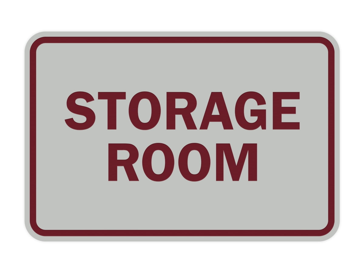 Classic Framed Storage Room Sign (Light Grey / Burgundy) - Large ...