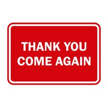 Classic Framed Thank you come again Sign (Red/Yellow) - Small - Walmart.com