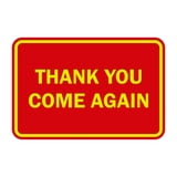 Classic Framed Thank you come again Sign (Red/Yellow) - Small - Walmart.com