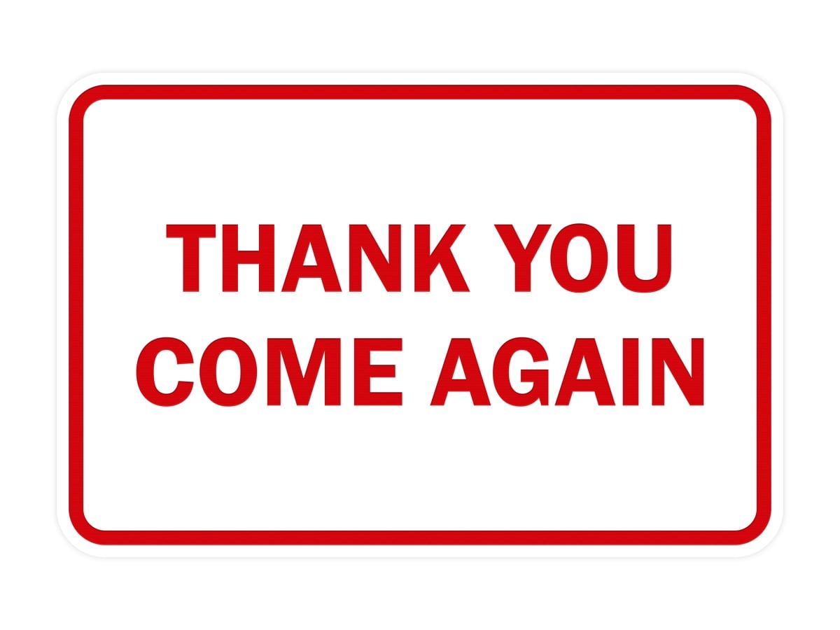Classic Framed Thank you come again Sign (White/Red) - Large - Walmart.com