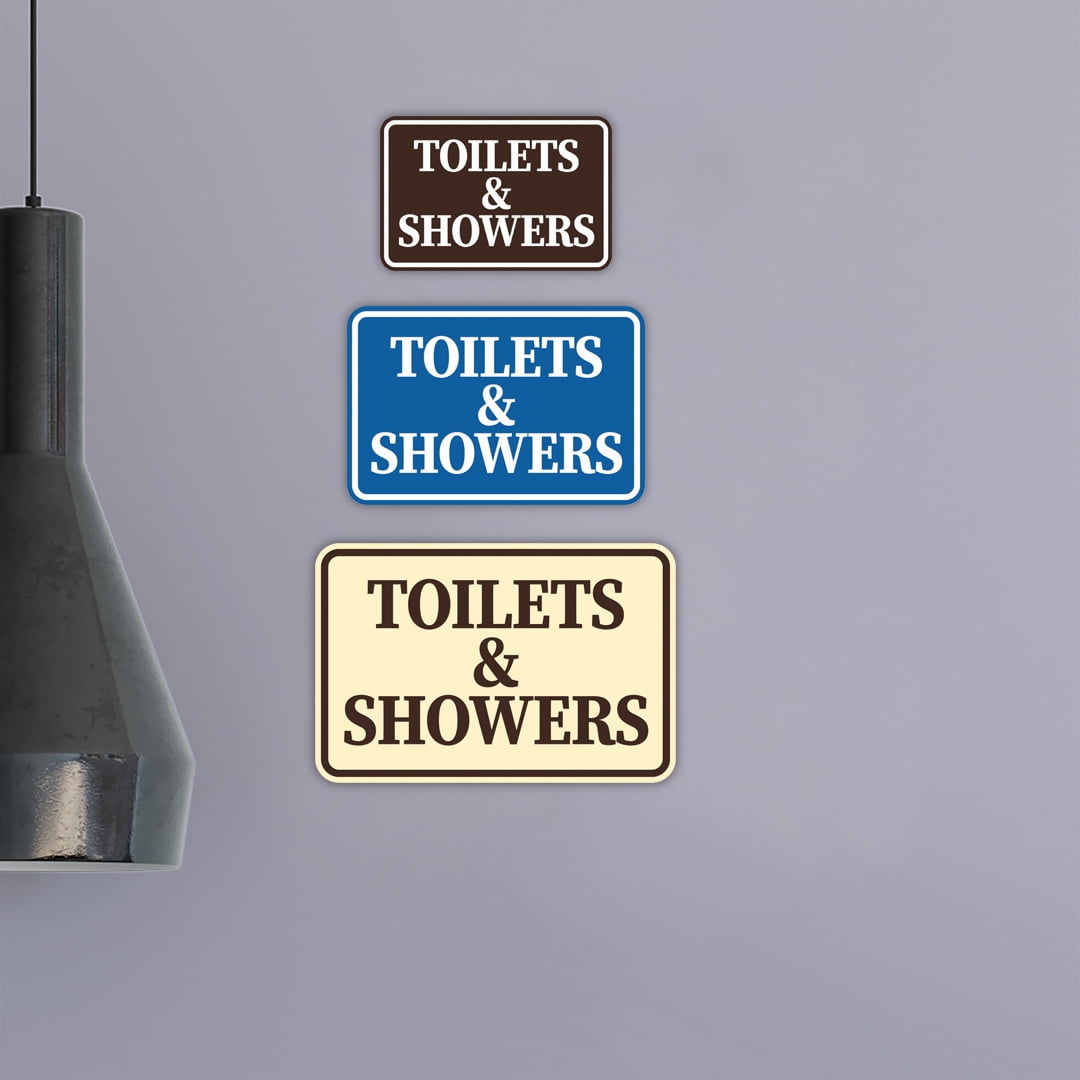 Classic Framed Toilets & Showers Sign (Brushed Silver) - Large ...