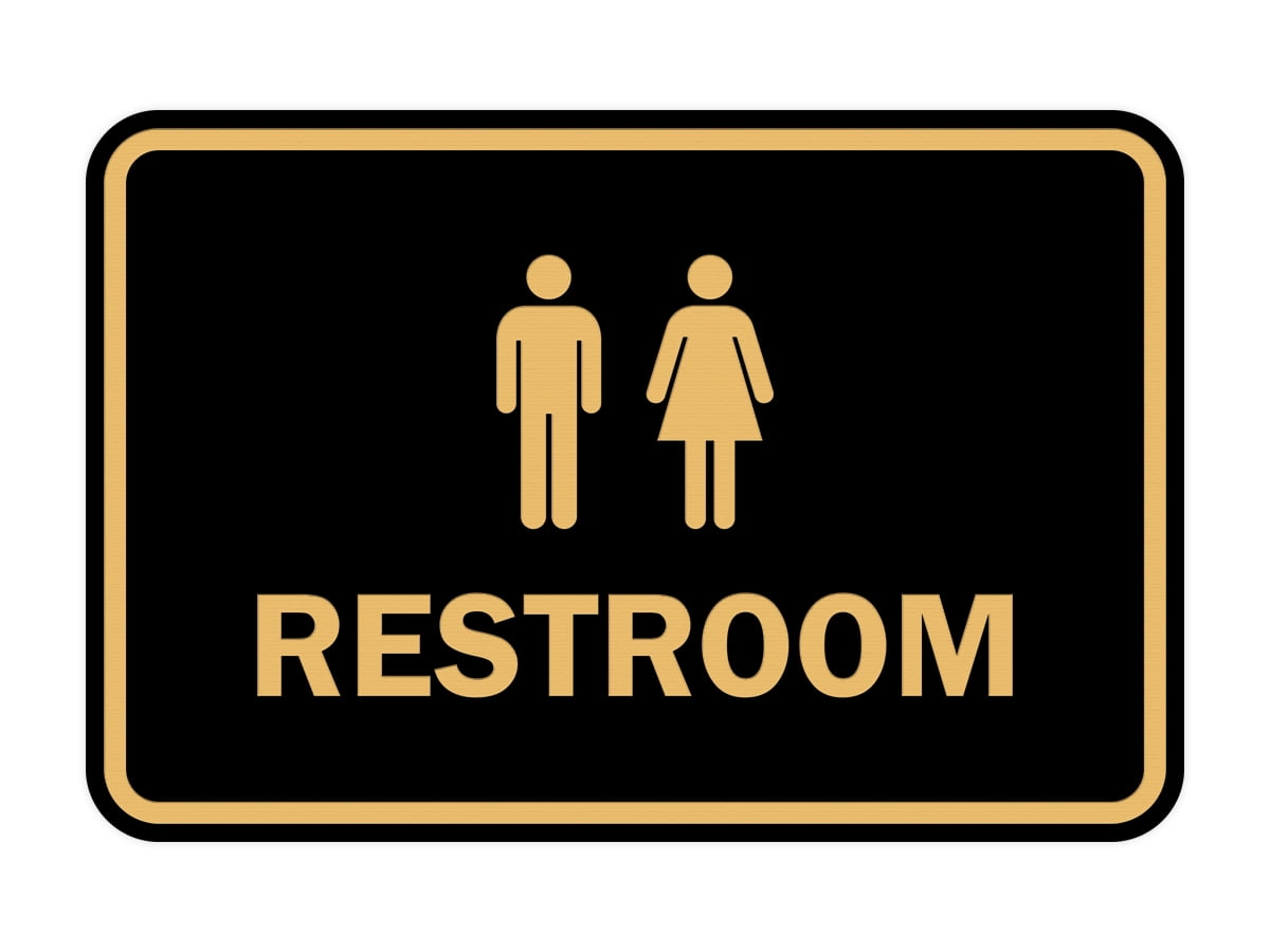 Classic Framed Unisex Restroom Sign (Black Gold) - Medium - Walmart.com