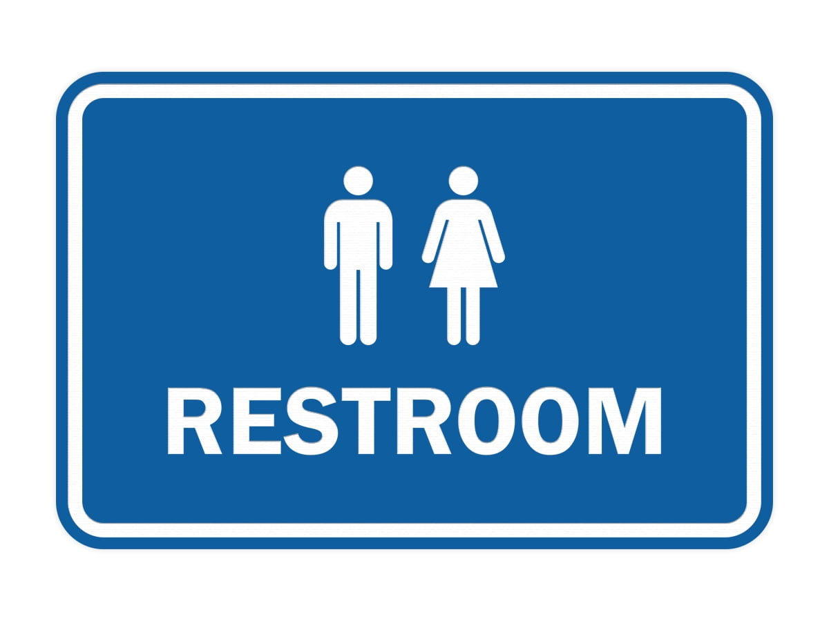Classic Framed Unisex Restroom Sign (Blue) - Large - Walmart.com