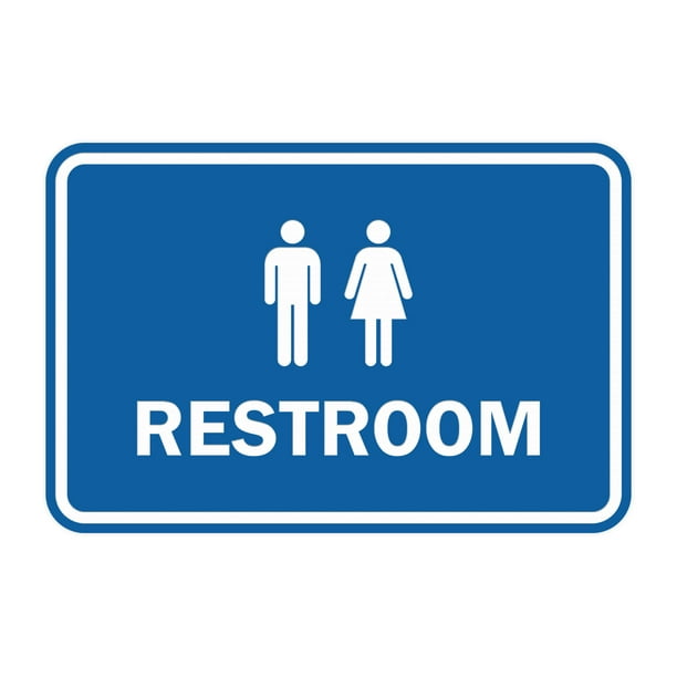 Classic Framed Unisex Restroom Sign (Blue) - Medium - Walmart.com
