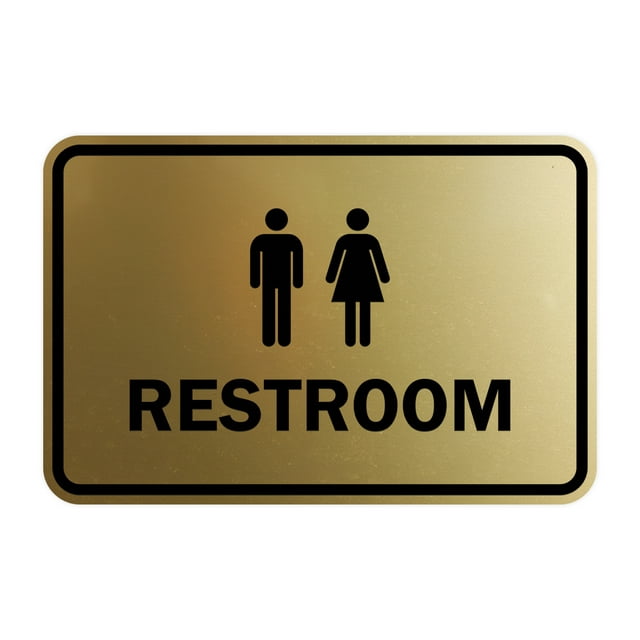 Classic Framed Unisex Restroom Sign (Brushed Gold) - Small - Walmart ...