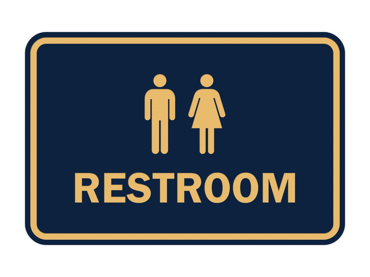 Classic Framed Unisex Restroom Sign (Navy Blue/Gold) - Medium - Walmart.com