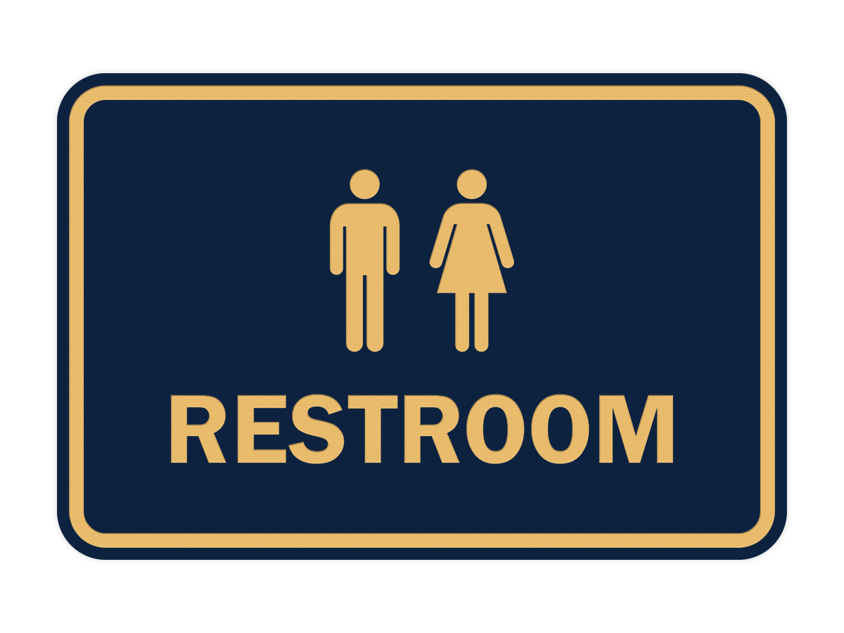Classic Framed Restroom for customers Sign (Navy Blue/Gold) - Small ...