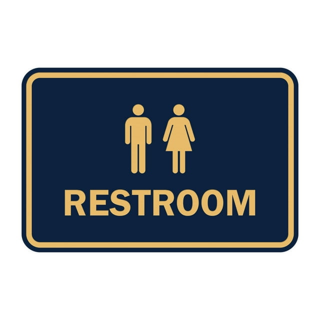 Classic Framed Unisex Restroom Sign (Navy Blue/Gold) - Small - Walmart.com