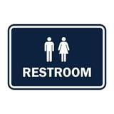 Classic Framed Unisex Restroom Sign (Navy Blue / White) - Large ...